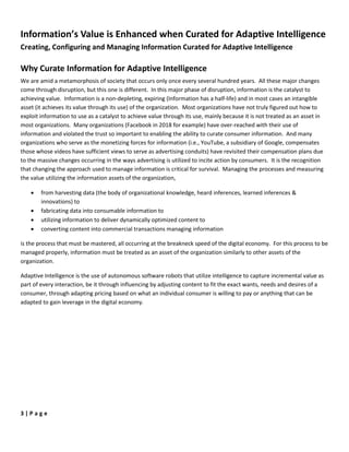 Information's value is enhanced when curated for adaptive intelligence ...