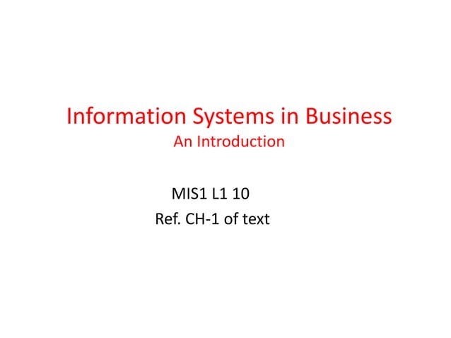 Information system in business an introduction | PPT