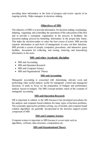 Information system management mba4 sem unit 1 | DOCX