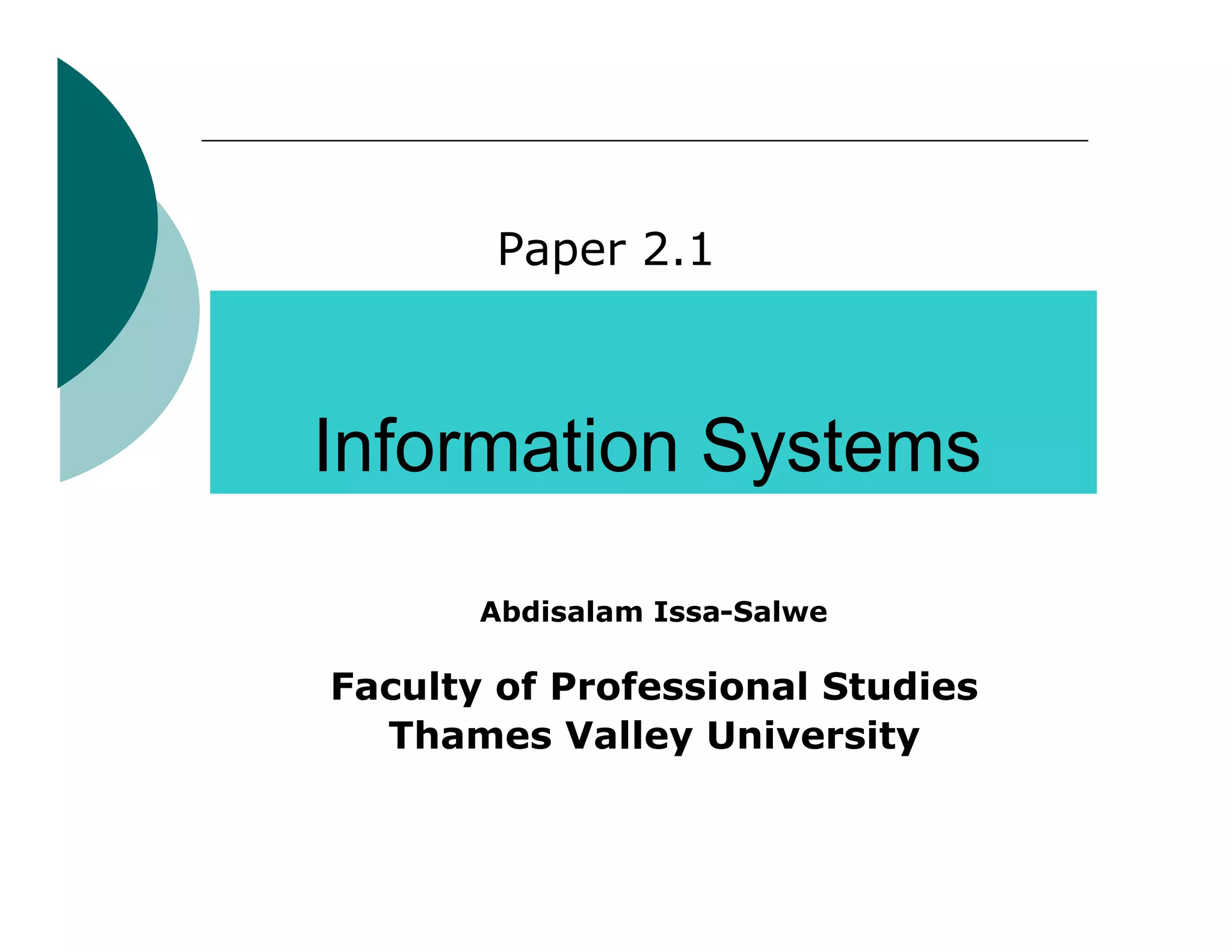 Information Systems (Lecture 1) | PPT