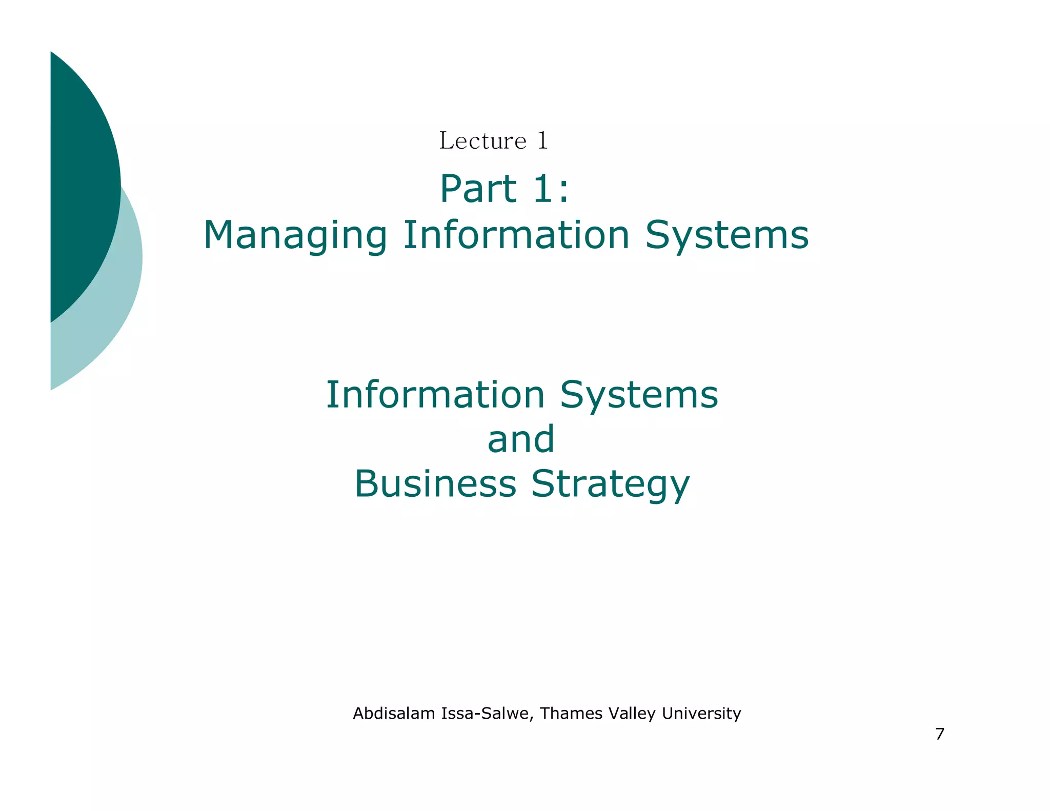 Information Systems (Lecture 1) | PPT