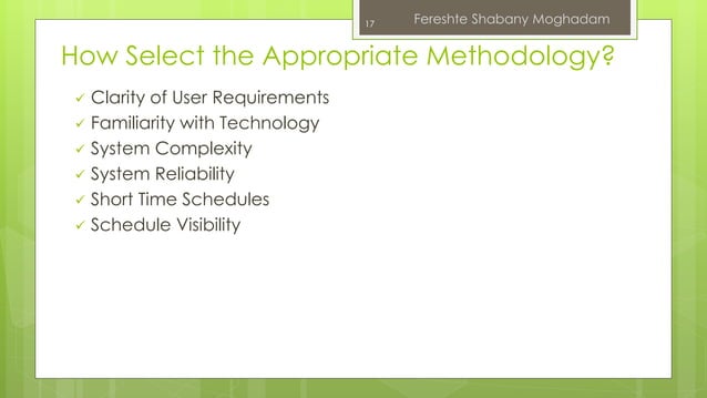 Information systems development methodologies