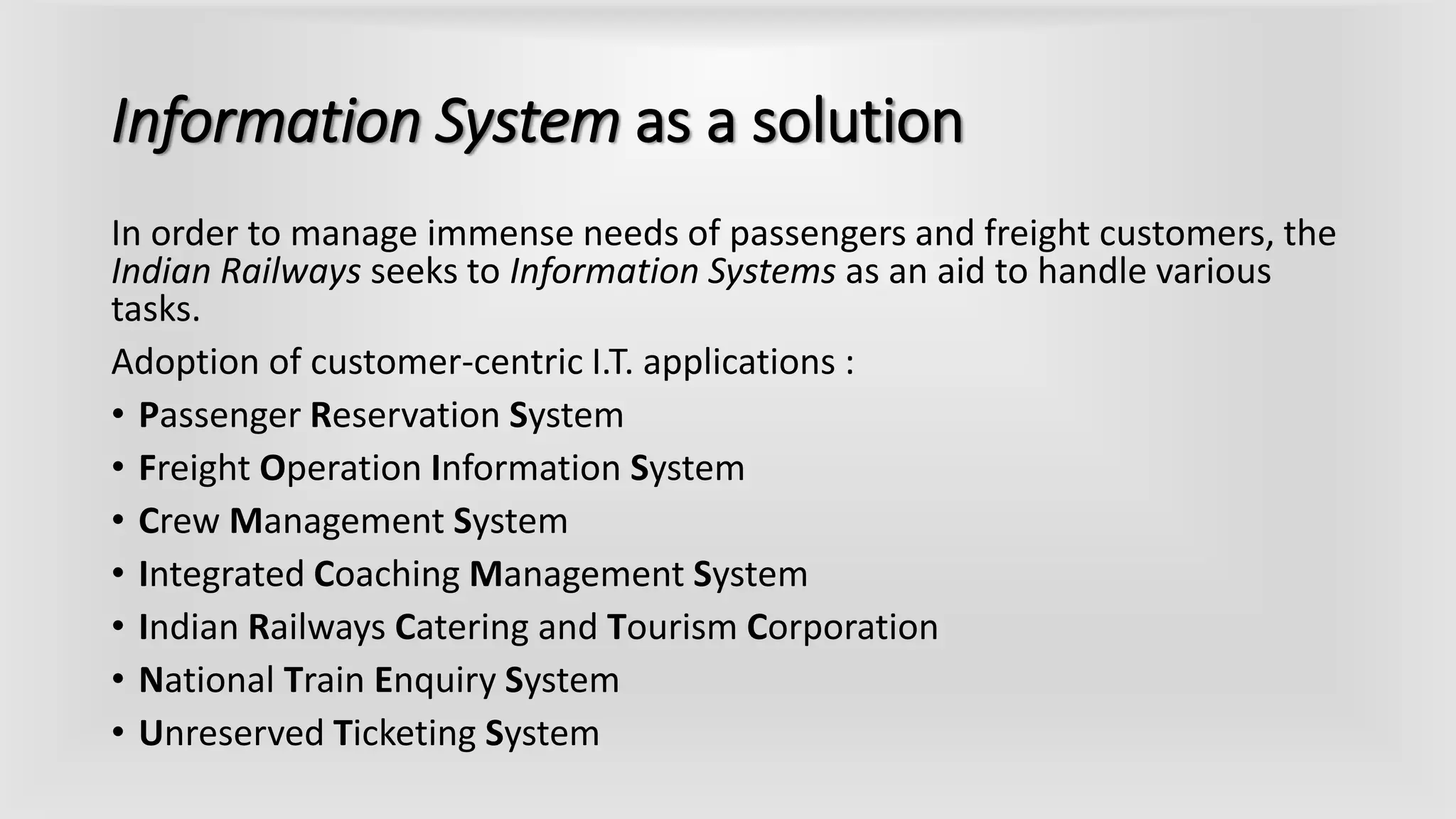 Information Systems in Indian Railways | PPTX