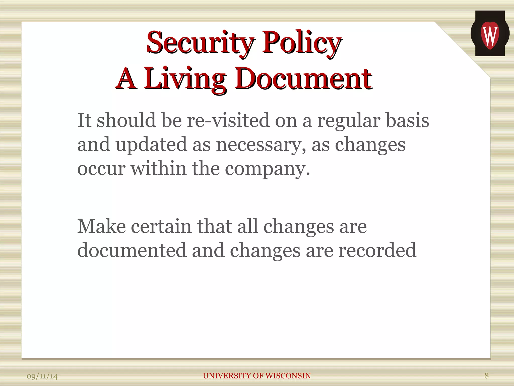 Information Systems 365 Lecture Four Security Policy Development Data Classification Methods