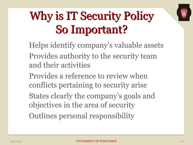 Information Systems 365 Lecture Four Security Policy Development Data Classification Methods