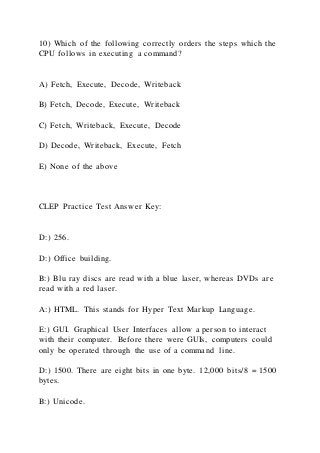 Information Systems and Computer Applications CLEP Practice Test | PDF