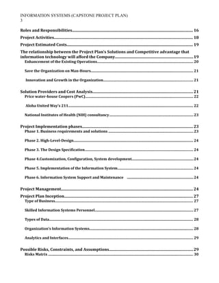 Information systems (capstone project plan) | DOC