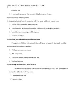 Information systems (capstone project plan) | DOC