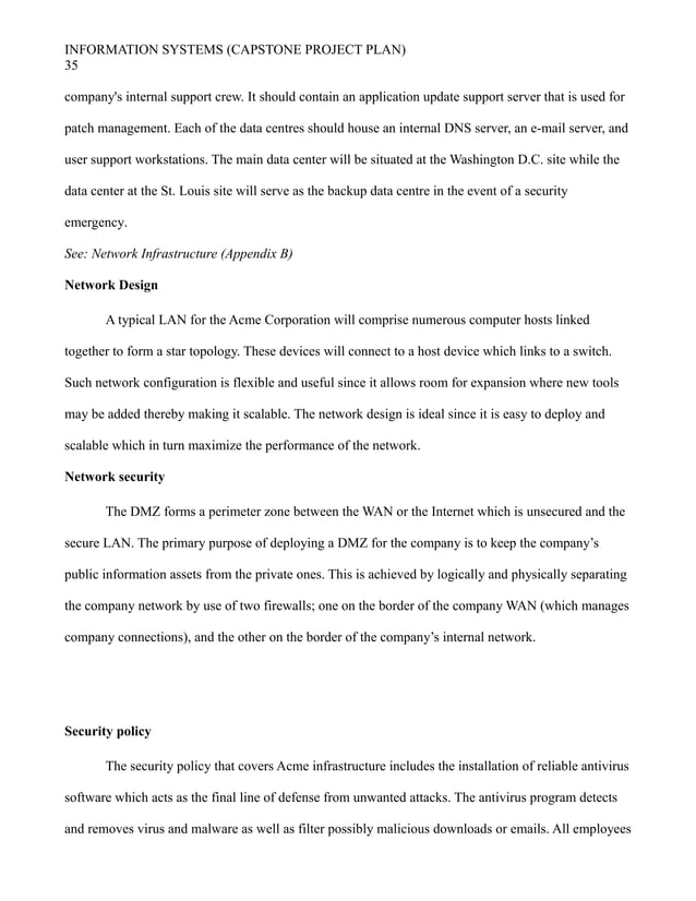 Information systems (capstone project plan) | PDF