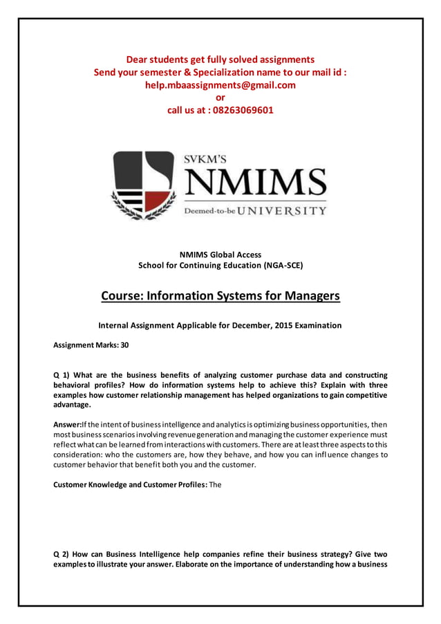 Information systems for managers | DOCX | Educational Assessment | Education