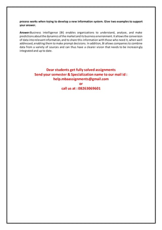 Information systems for managers | DOCX | Educational Assessment | Education