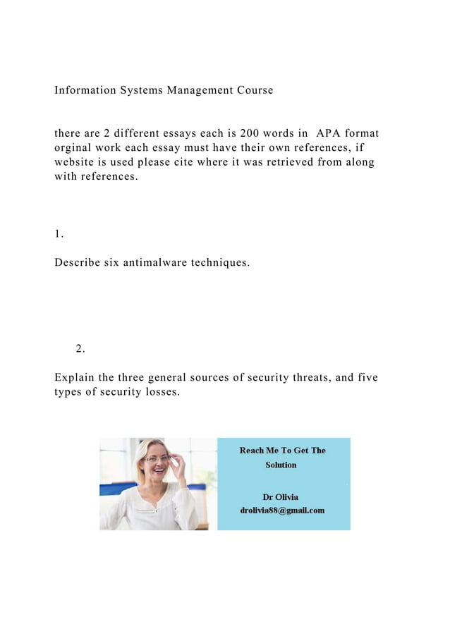 Information Systems Management Course there are 2 different .docx