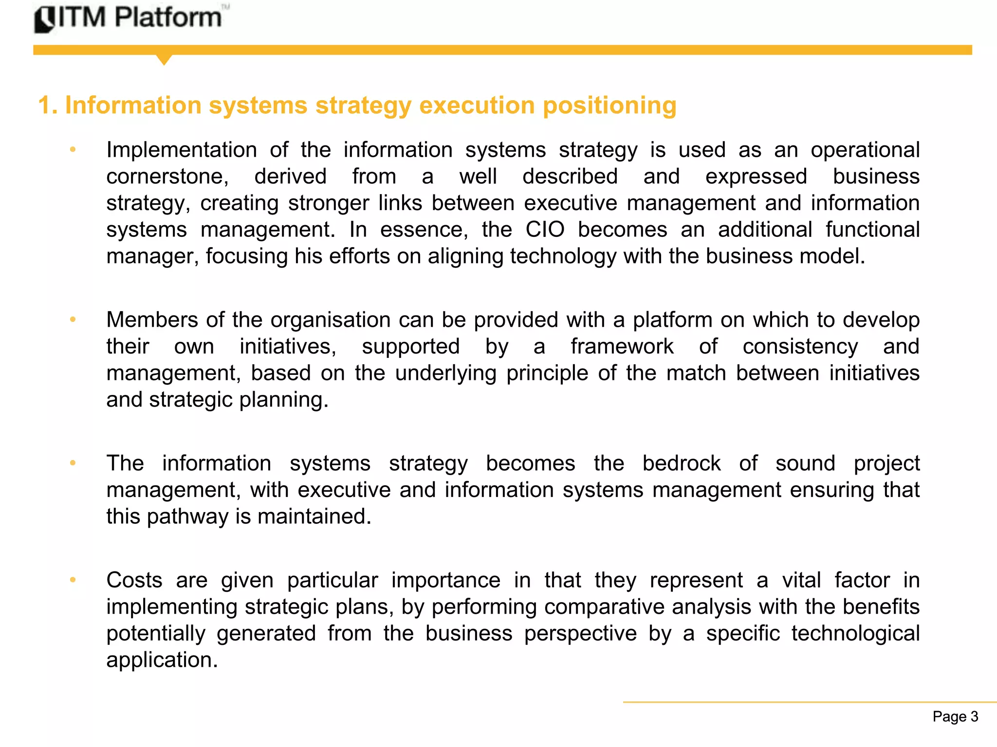 Information systems strategy management: positioning | PPT