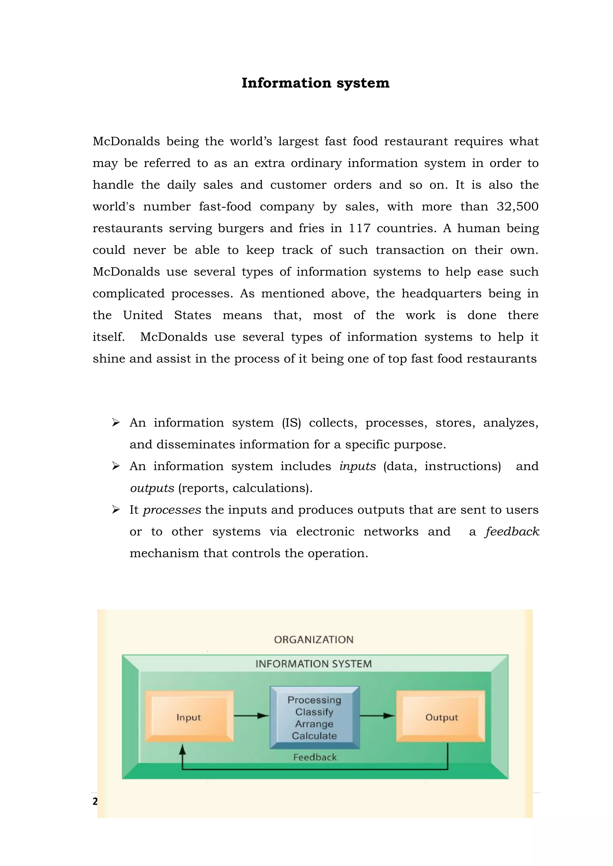 Information system used in mcdonalds | PDF