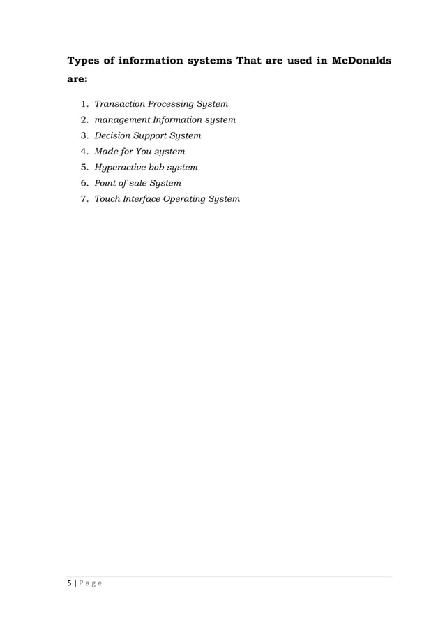 Information system used in mcdonalds | PDF | Operating Systems ...