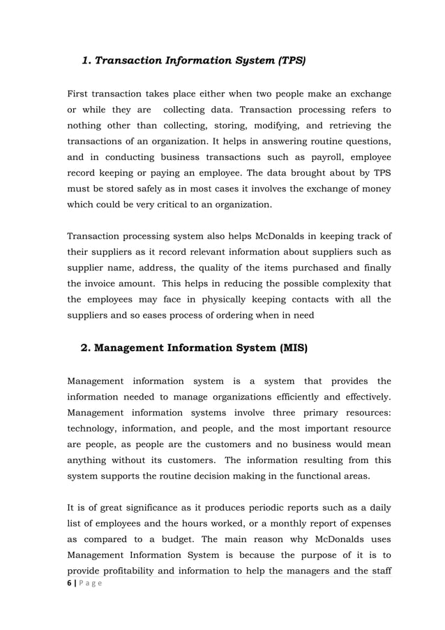 Information system used in mcdonalds | PDF | Operating Systems ...