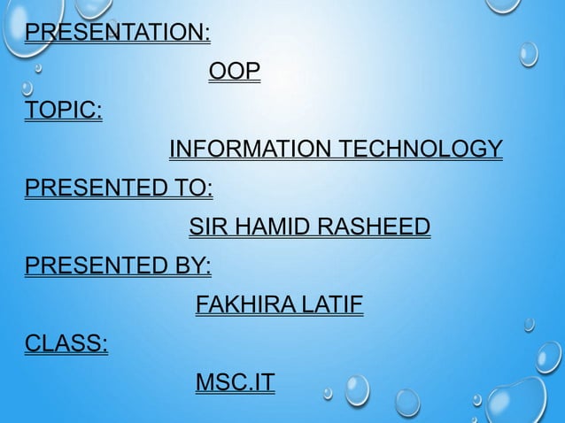 Information technology.oop