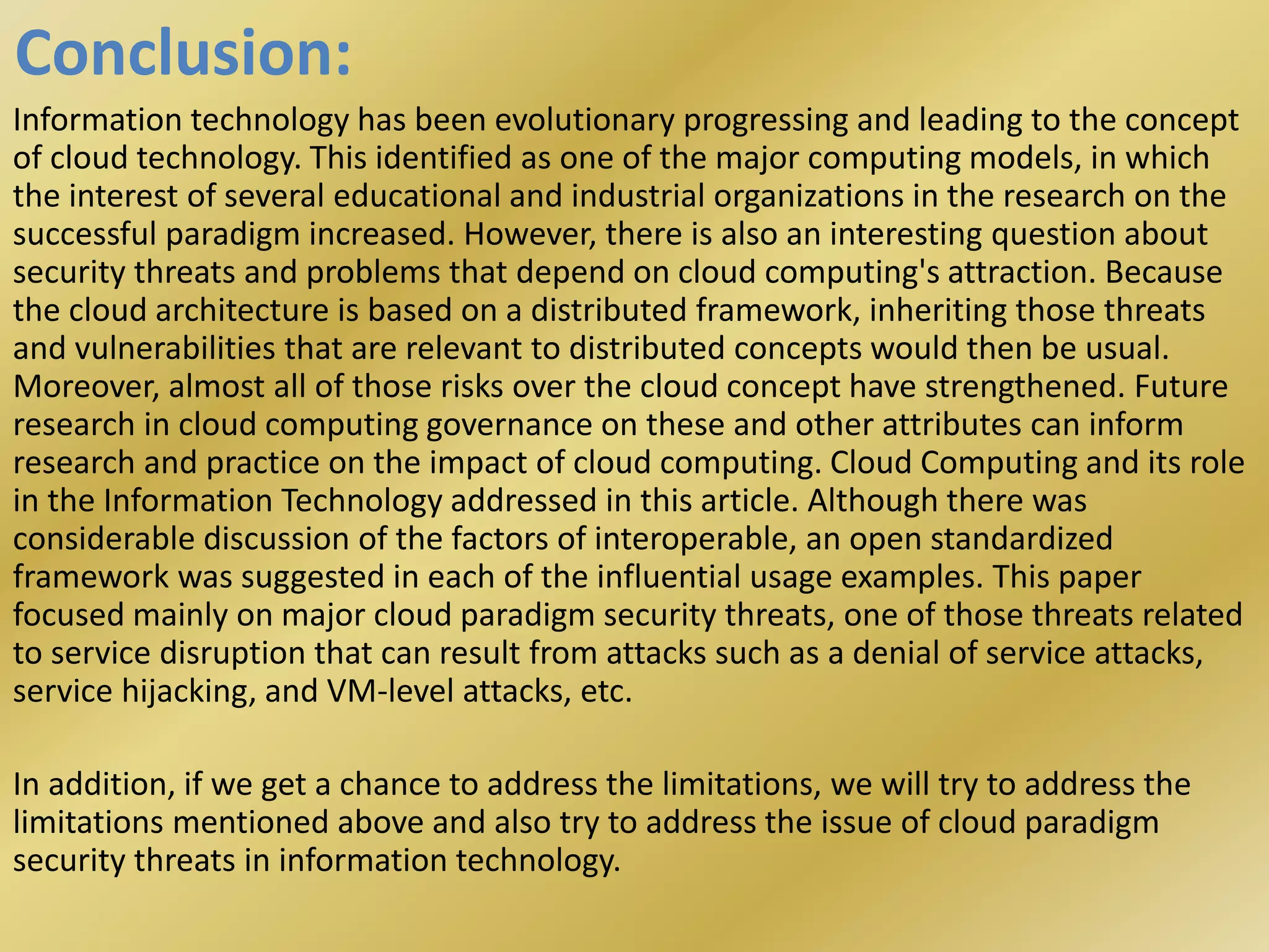 Cloud Computing Role in Information technology | PPTX