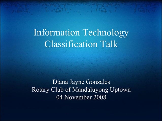 Information Technology Classification Talk | PDF