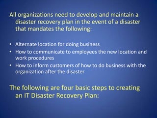 Information Technology Disaster Planning | PPTX