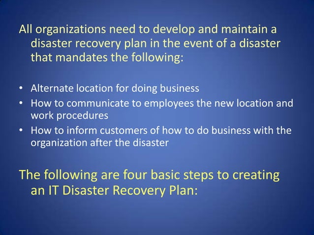 Information Technology Disaster Planning | PPTX