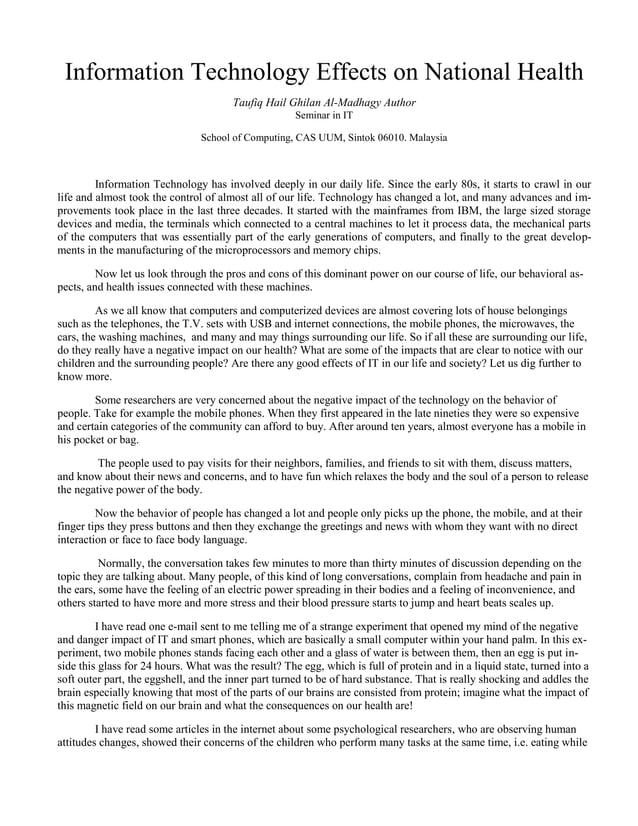 Information technology effects on national health | PDF