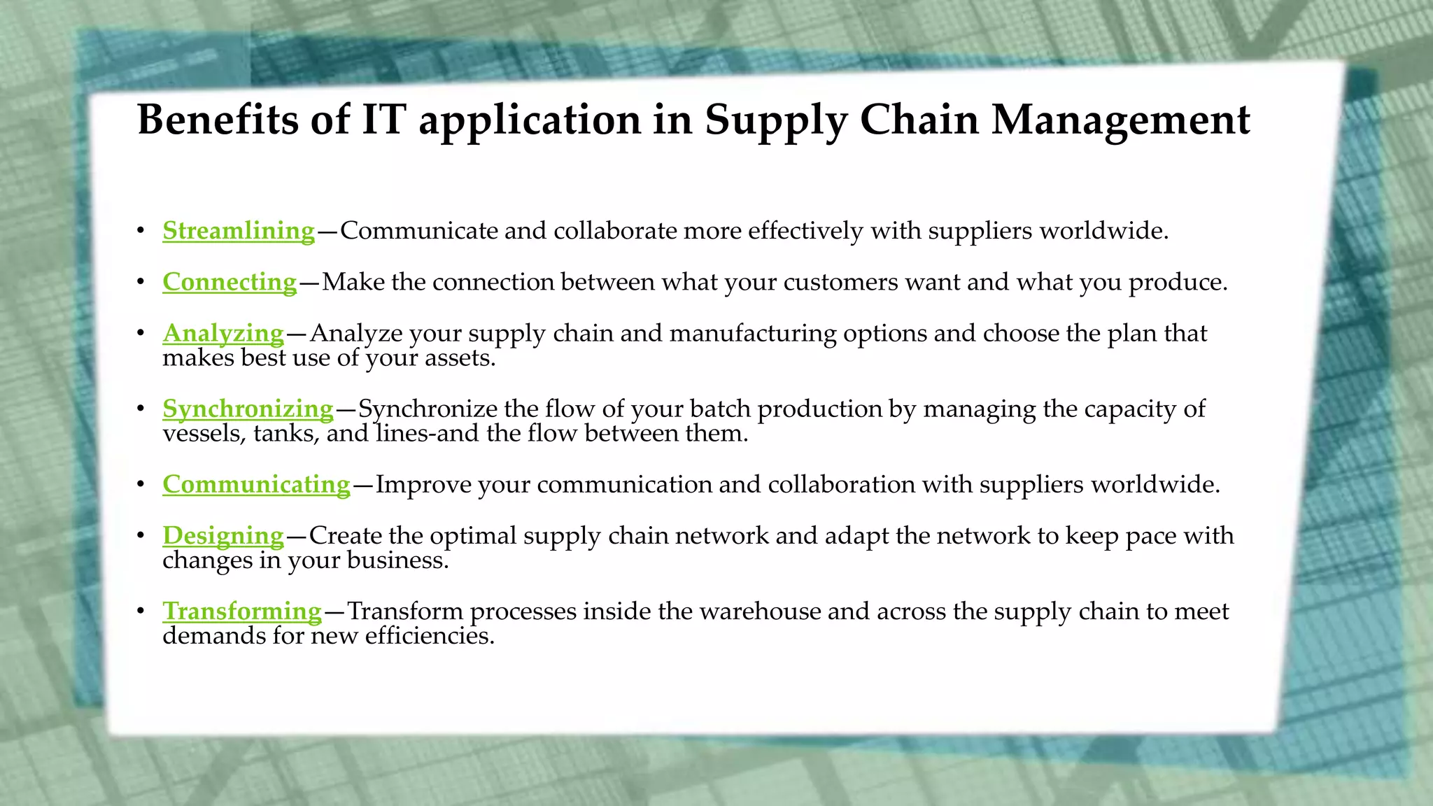 Information technology in supply chain managemnet | PPTX