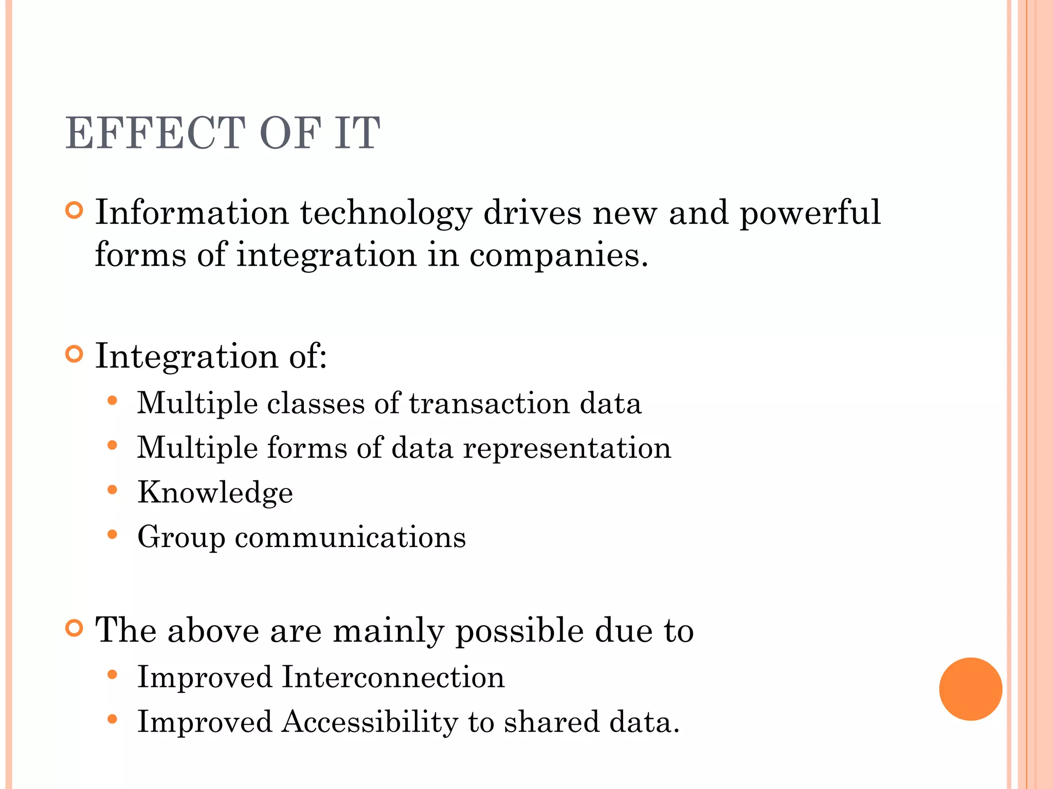 Information technology, integration and organizational change | PPT