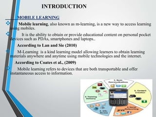 Presentation on MOBILE LEARNING | PPTX