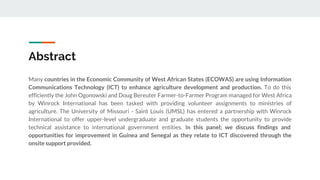 Information Technology Use in West African Agriculture – challenges and ...