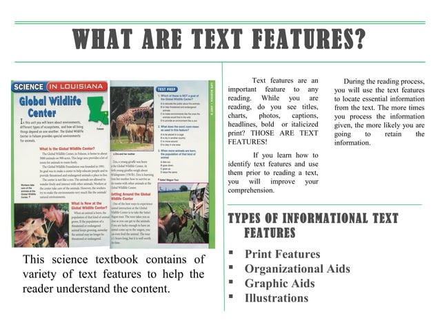 Information text features ppt | PPT | Educational Assessment | Education