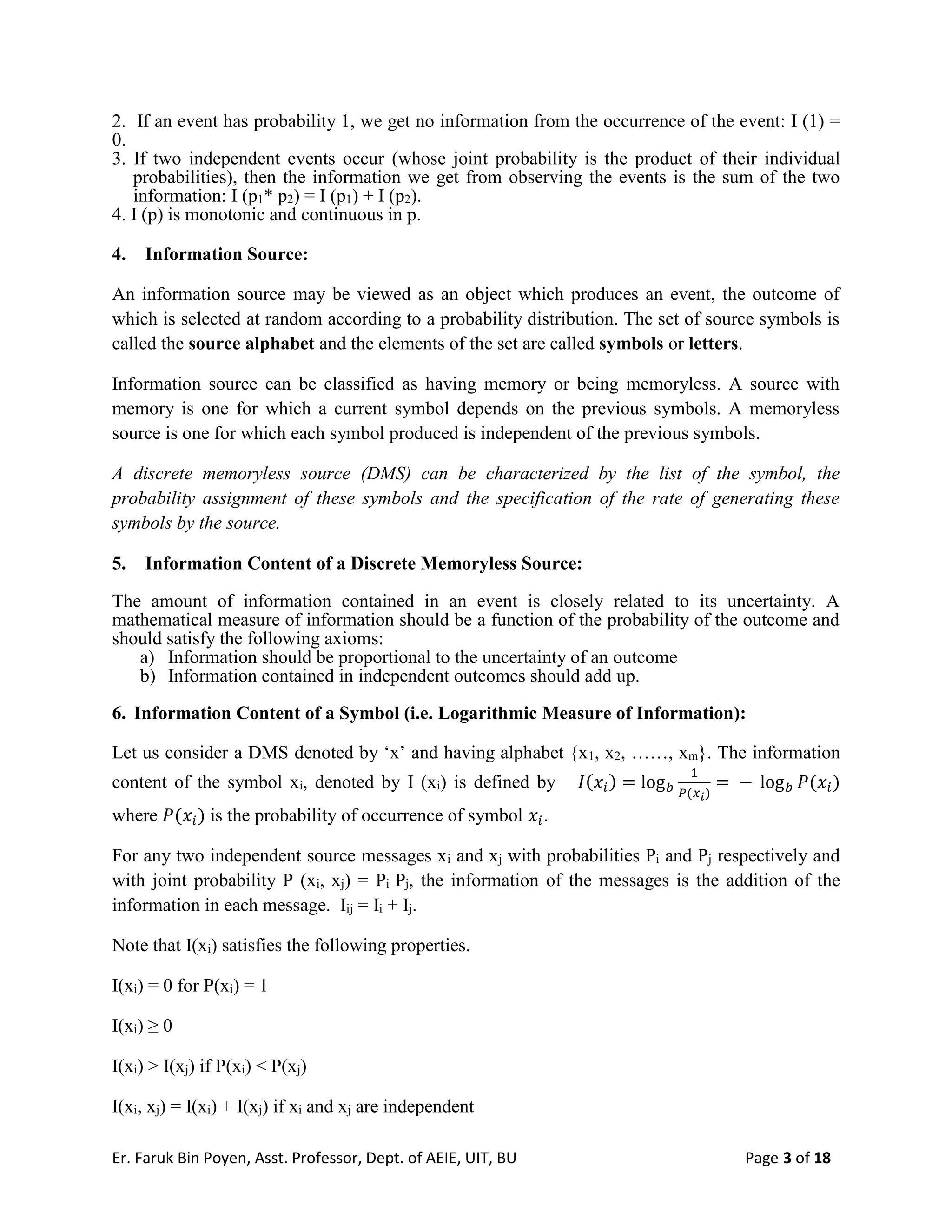 Information Theory - Introduction | PDF