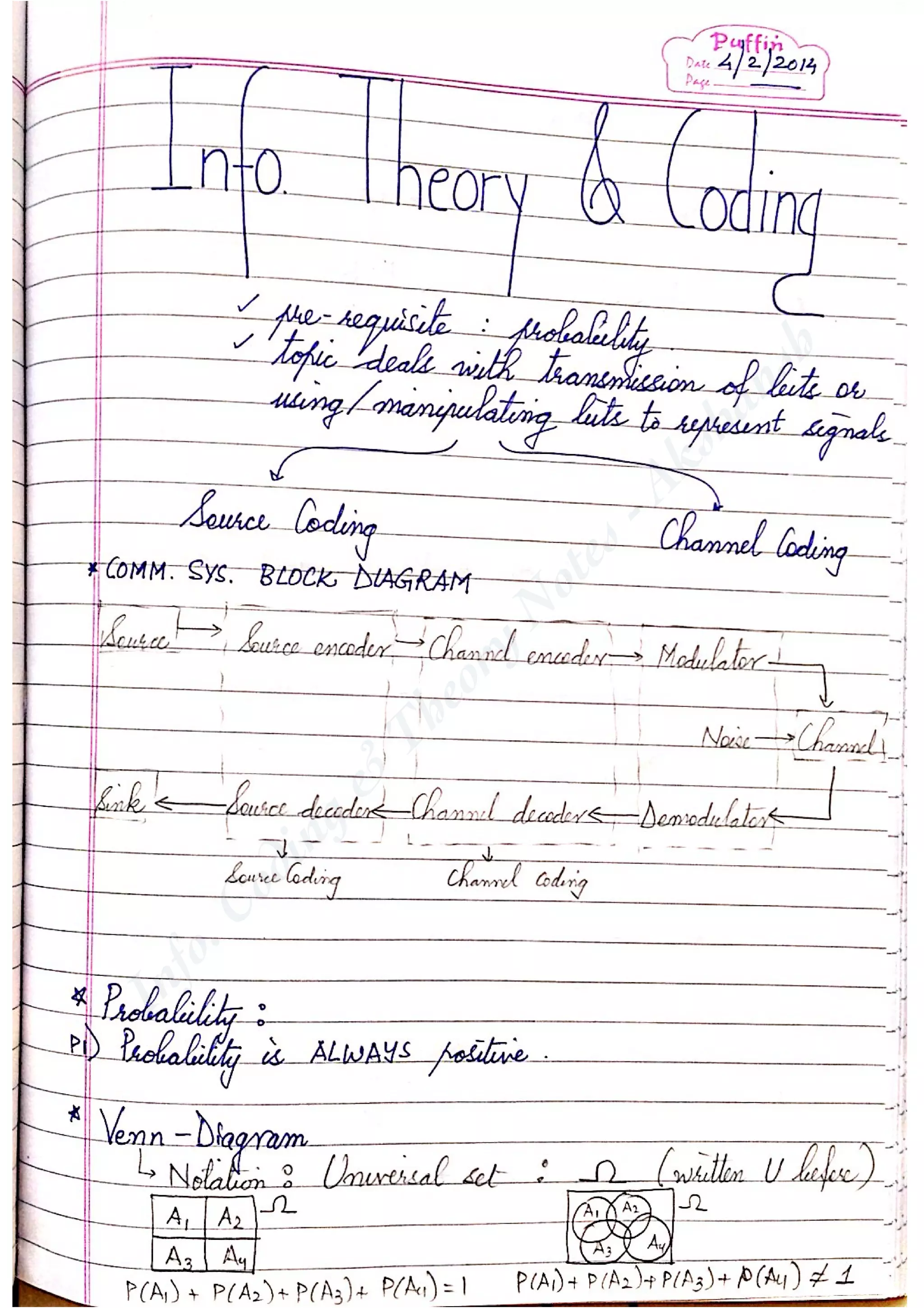 Information Theory and Coding Notes - Akshansh | PDF