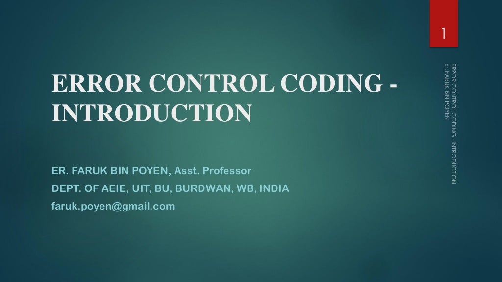 Error Control Coding -Introduction