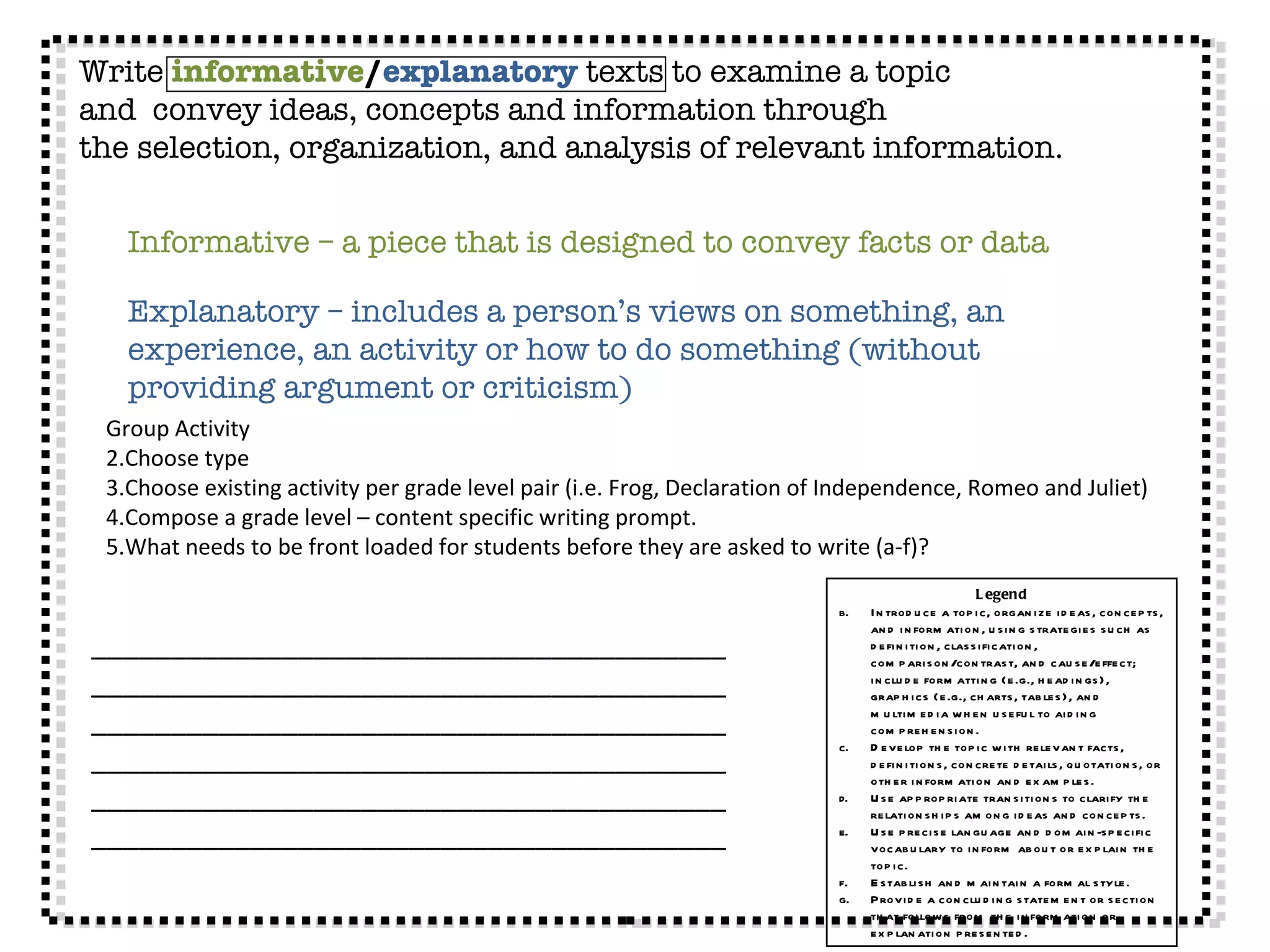 Informative and explanatory writing | PPT