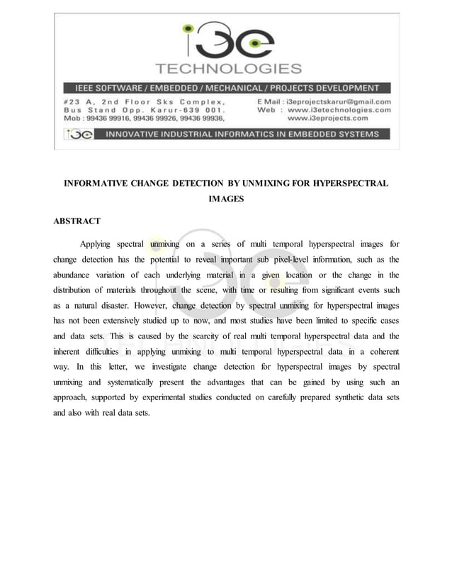 Informative change detection by unmixing for hyperspectral images | PDF