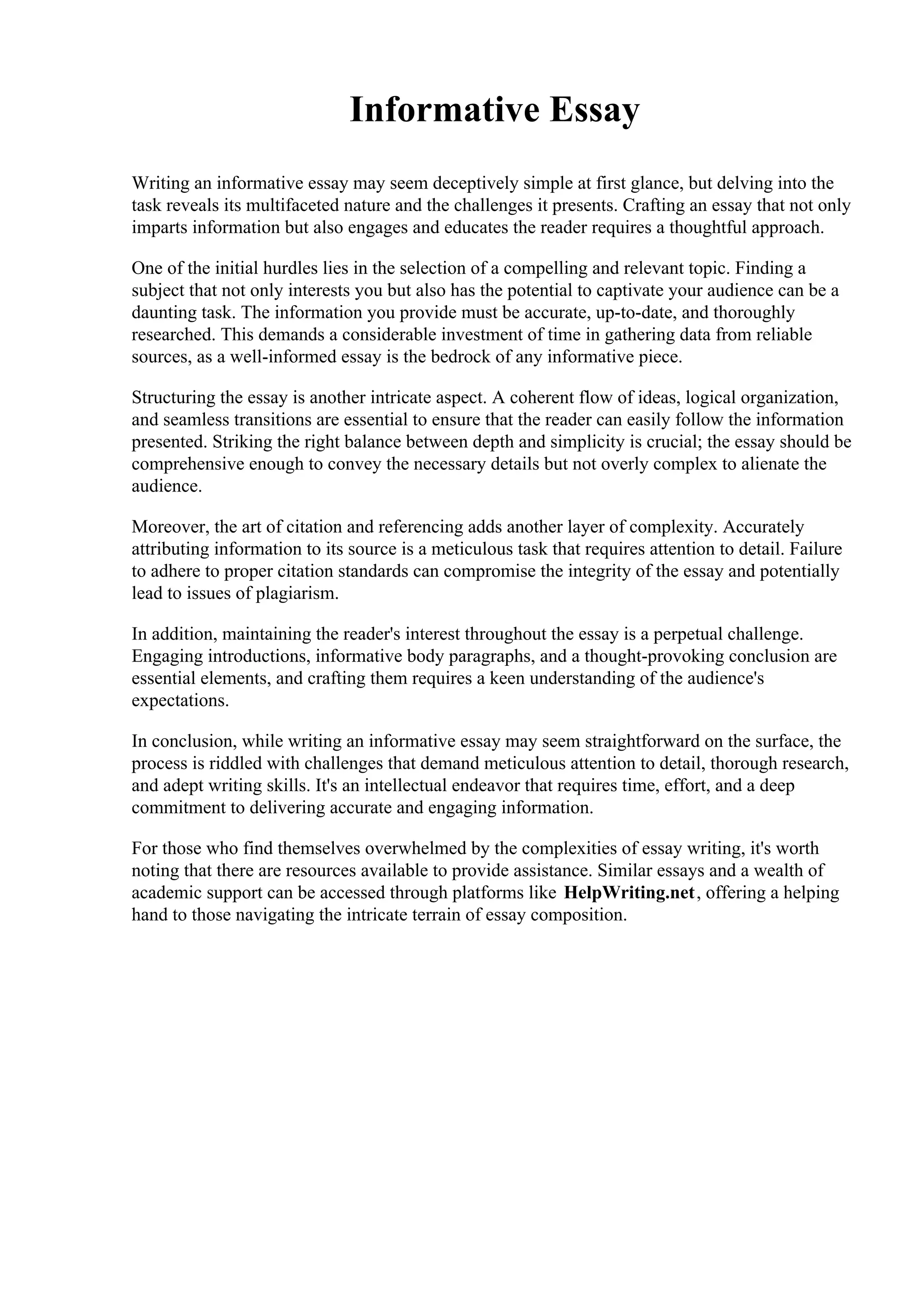 Informative Essay.pdf | Homework and Study | Education