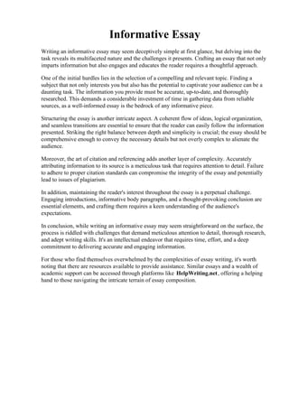 Informative Essay | Pdf