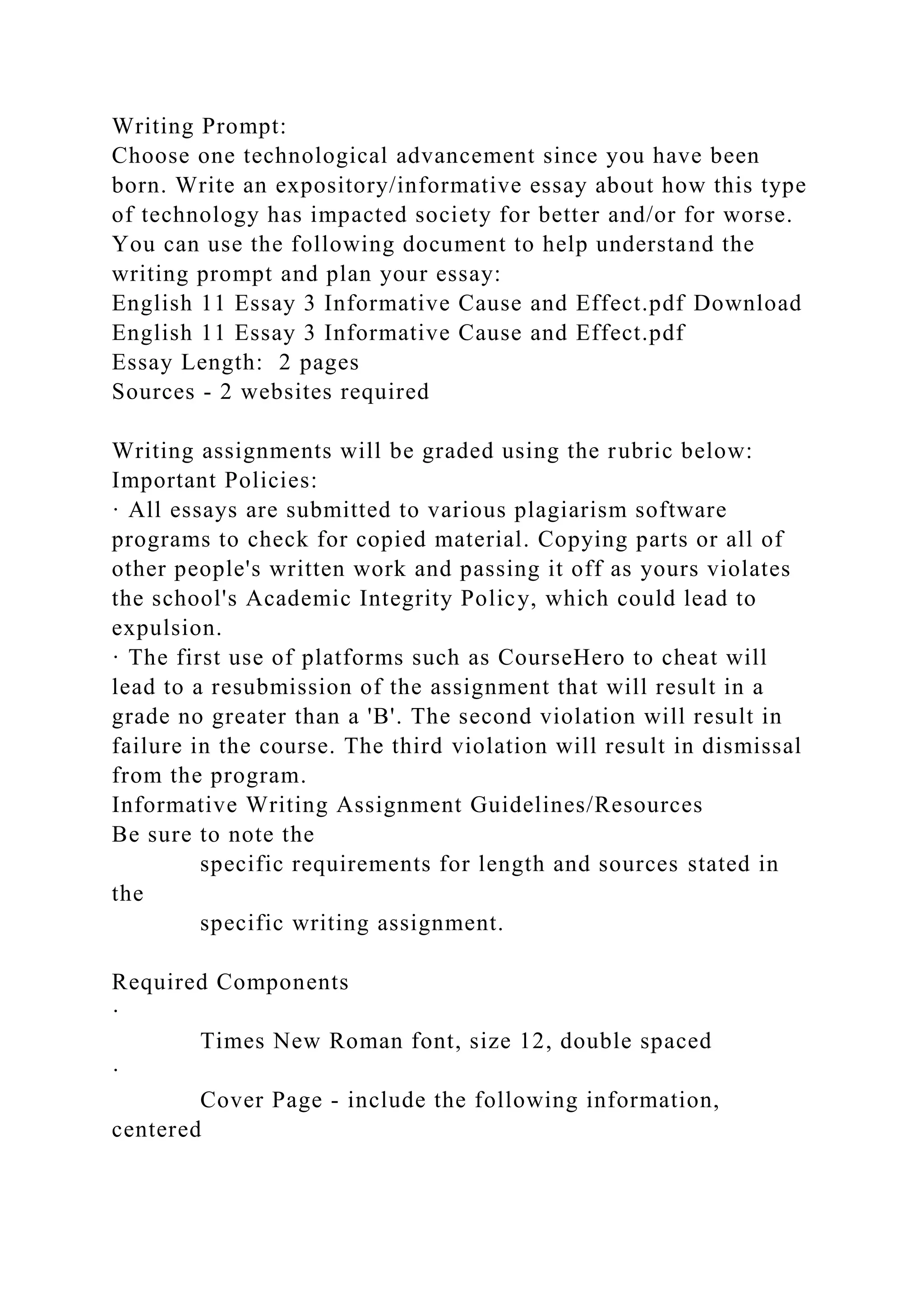 Informative Essay Cause and Effect Important Terms .docx