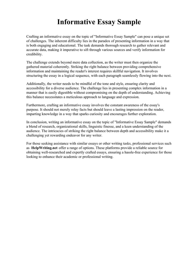 Informative Essay Sample.pdf | Hobbies & Interests