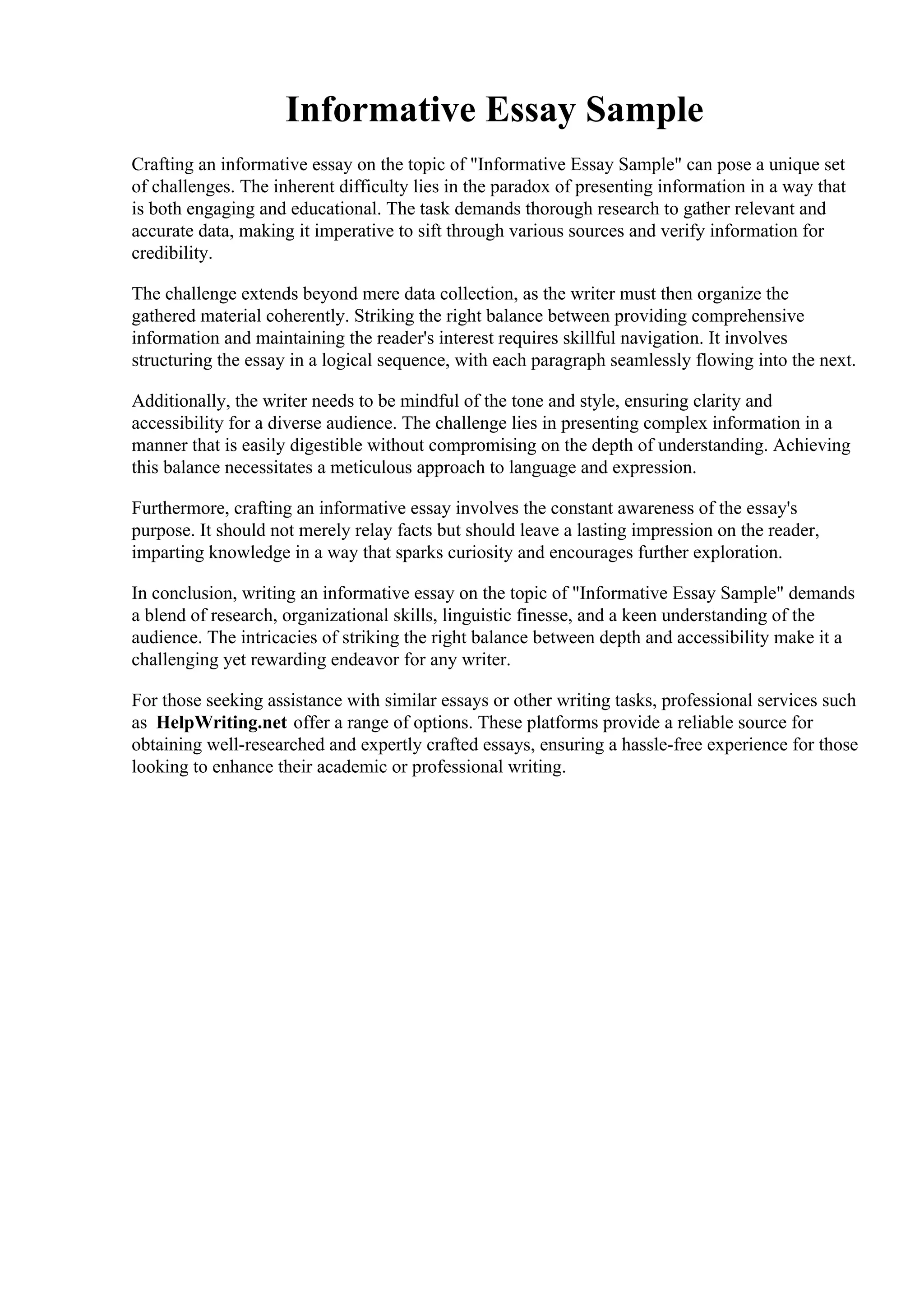 Informative Essay Sample | PDF