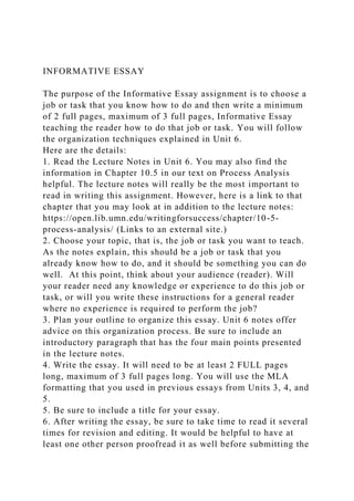 INFORMATIVE ESSAYThe purpose of the Informative Essay assignme.docx