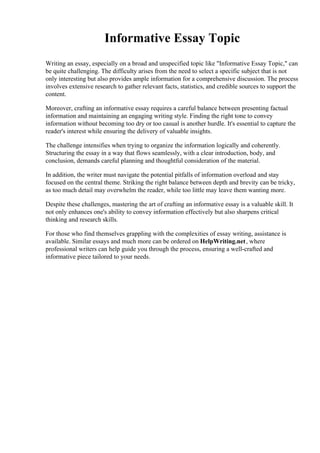 Informative Essay Topic | PDF