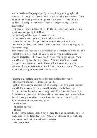 Informative Speech Instructions1. Prepare a 5 to 8 minute spe.docx