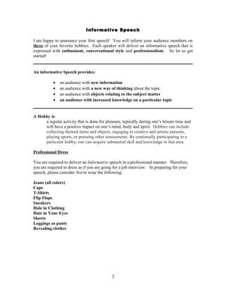 Informative Speech Packet, Fall 2016 | PDF