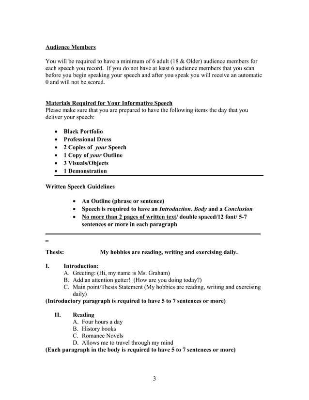 Informative Speech Packet, Fall 2016 | PDF