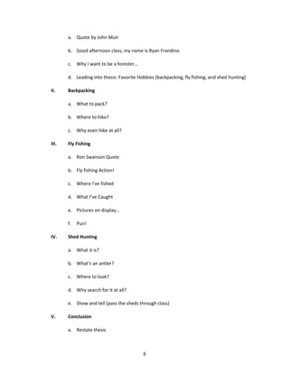 Informative Speech Packet, Fall 2016 | PDF