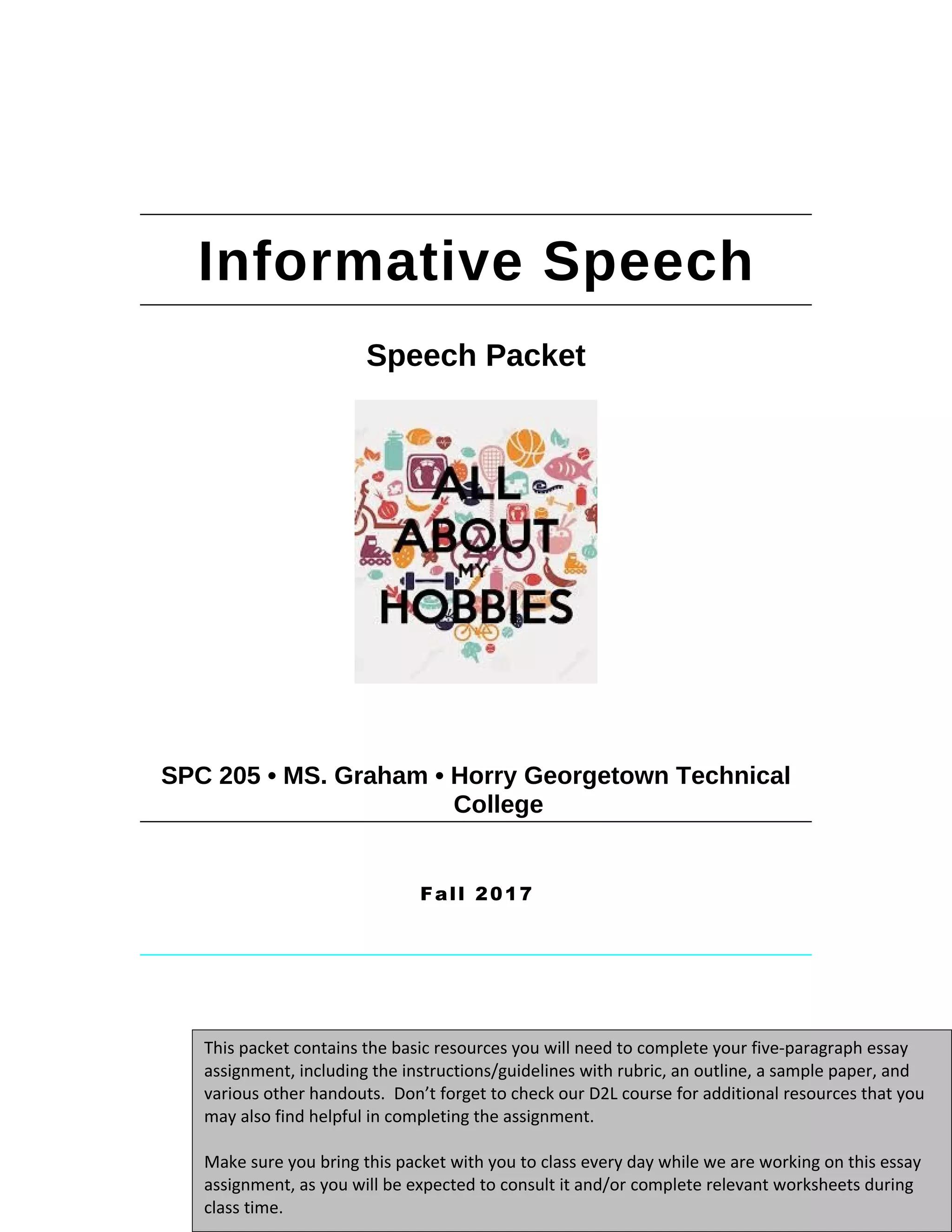 Informative Speech Packet Fall 2017 | DOC | Homework and Study | Education