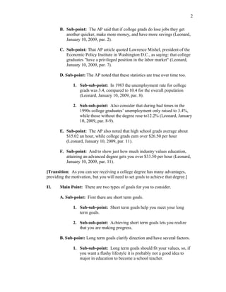 Informative speech process outline | DOC