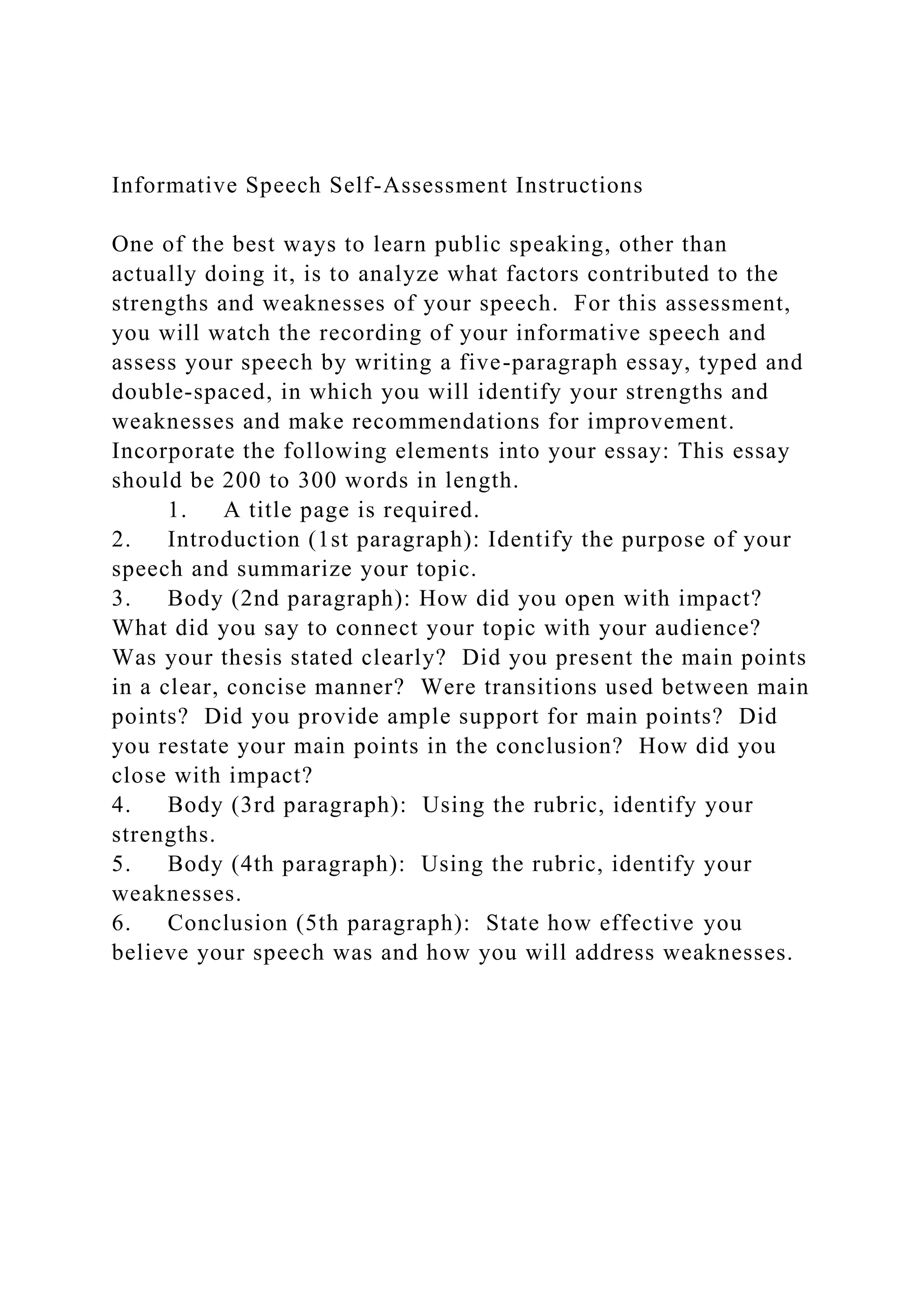 Informative Speech Self-Assessment InstructionsOne of the best.docx